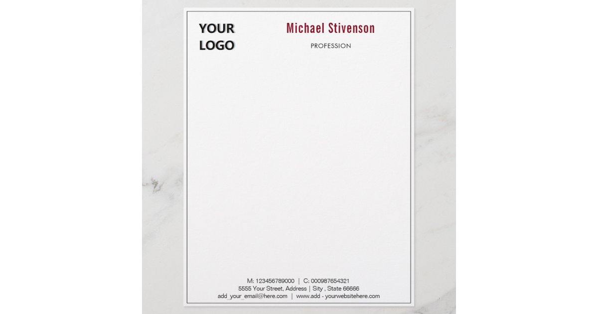 Design Your Own Personalized Letterhead Example | Zazzle