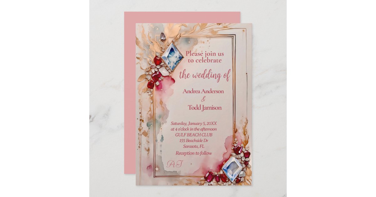 Diamond and Ruby wedding Invitation | Zazzle