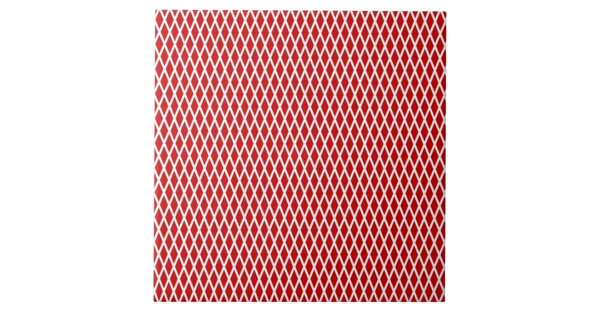 Diamond grid pattern, modern, simple, red, white tile | Zazzle