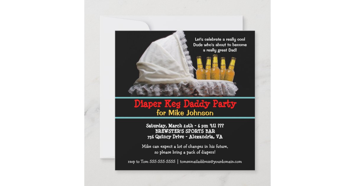 Diaper Keg Party Invitations - New Dad Baby Party | Zazzle
