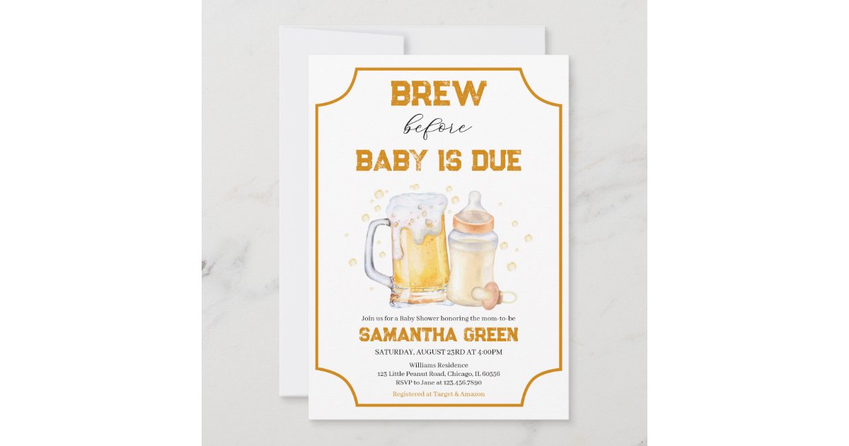 Diaper Party Brew Before Baby is Due Baby Shower Invitation | Zazzle