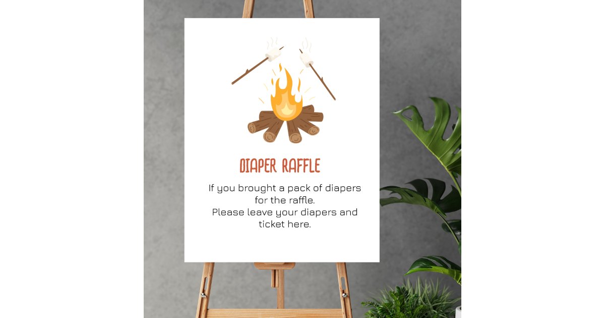 Diaper Raffle Game Smore Campfire Baby Shower Poster | Zazzle