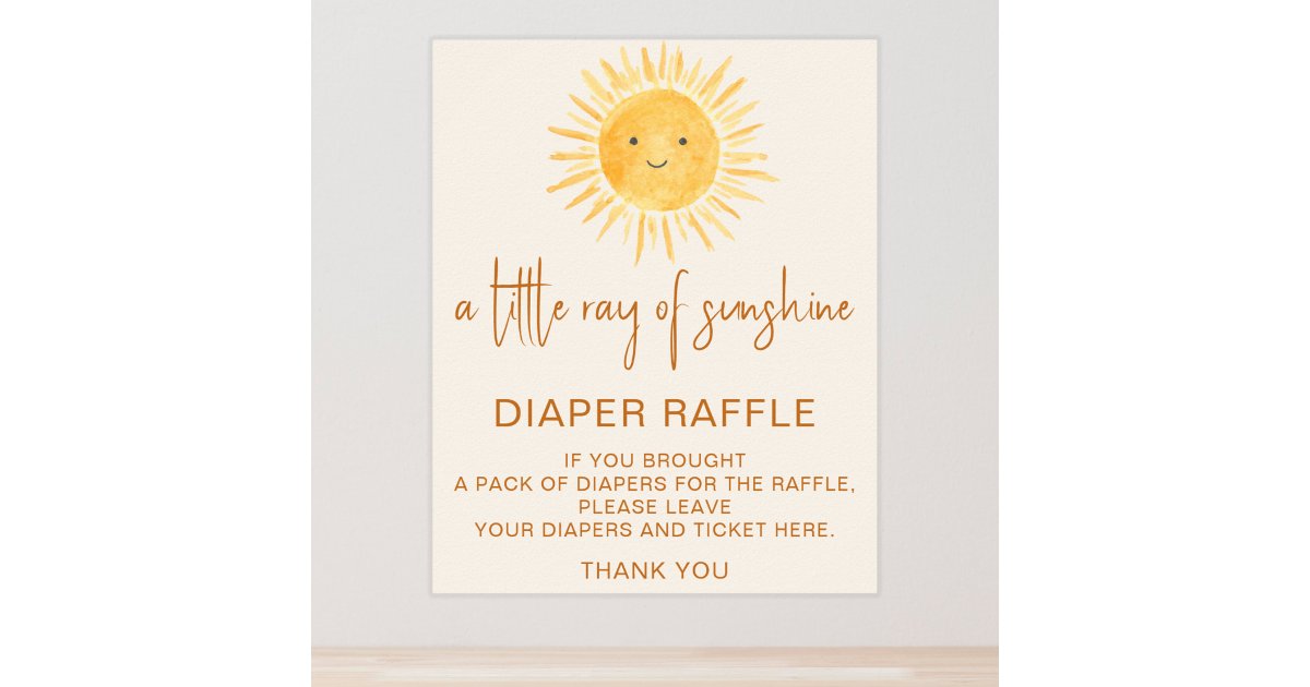 Diaper Raffle Sun-Themed Baby Shower Sign | Zazzle