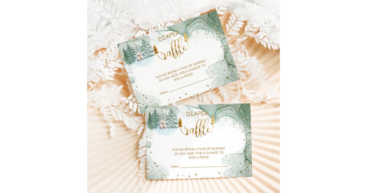 Diaper Raffle Ticket Bear Winter Baby Shower Enclosure Card | Zazzle