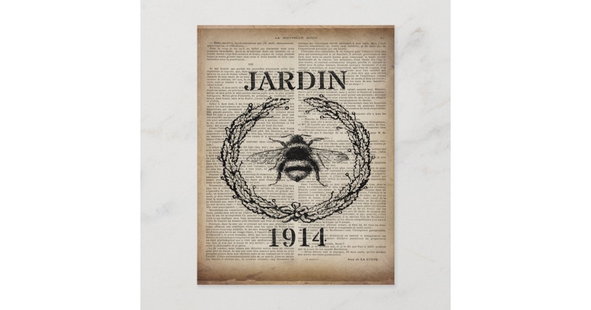 dictionary print french country vintage bee postcard | Zazzle