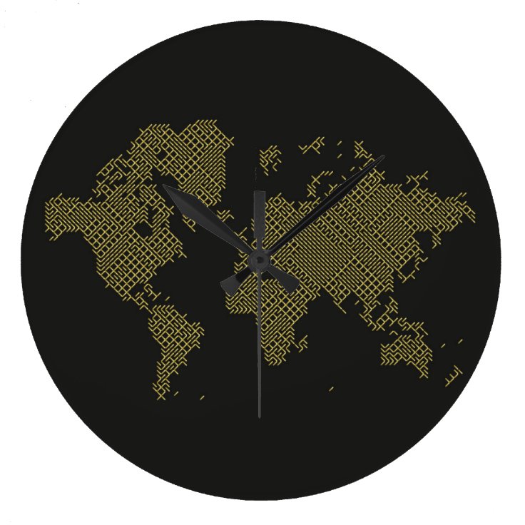 Digital World Map Large Clock | Zazzle