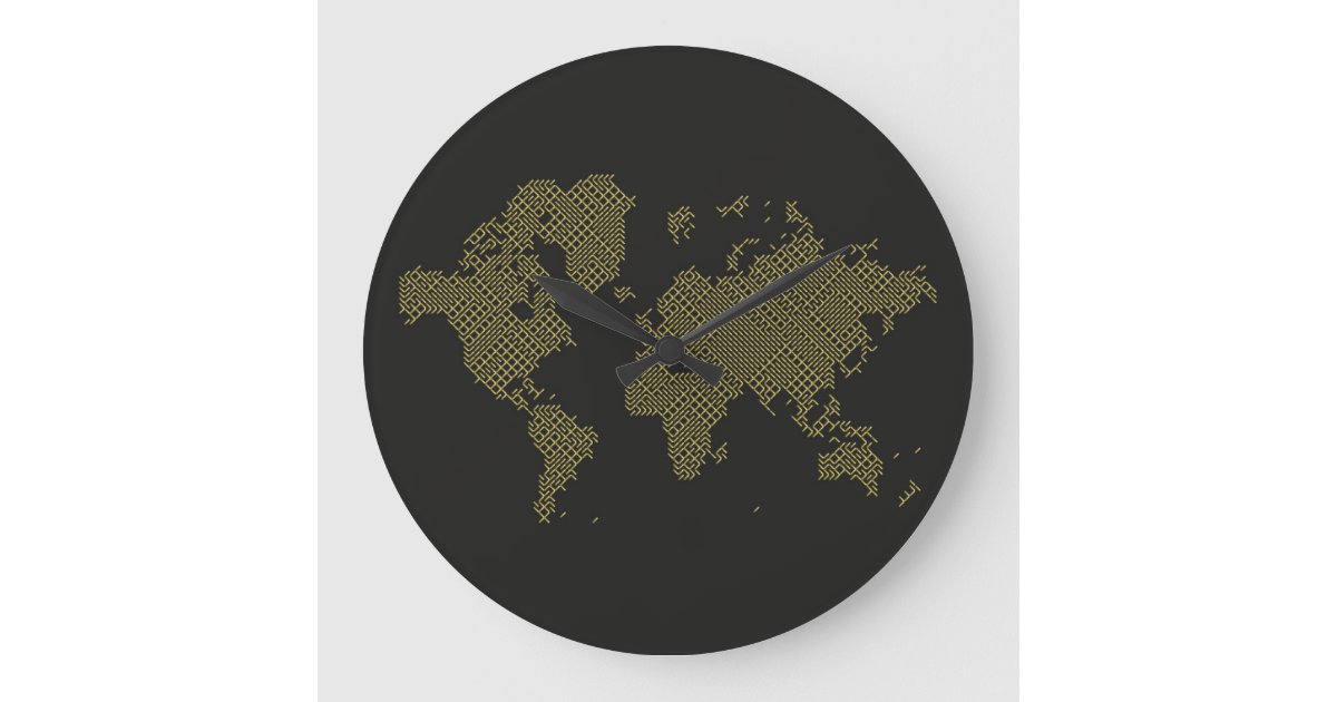 Digital World Map Large Clock | Zazzle