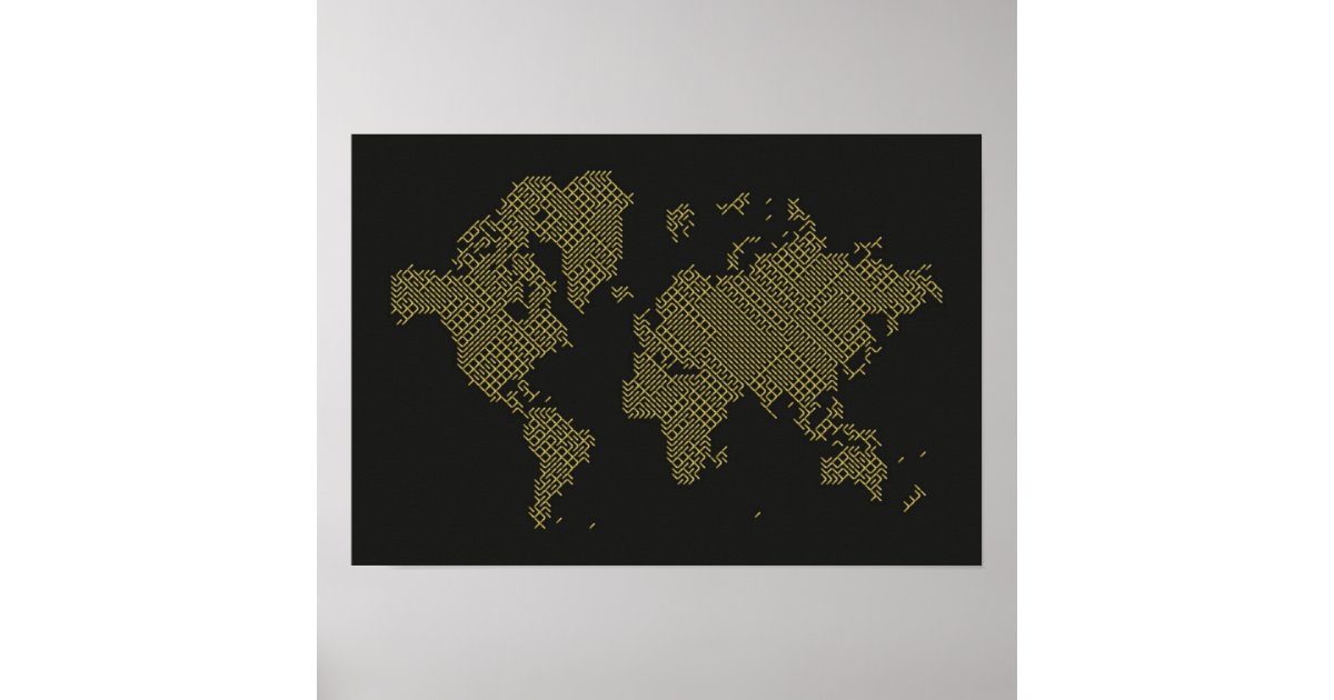 Digital World Map Poster | Zazzle