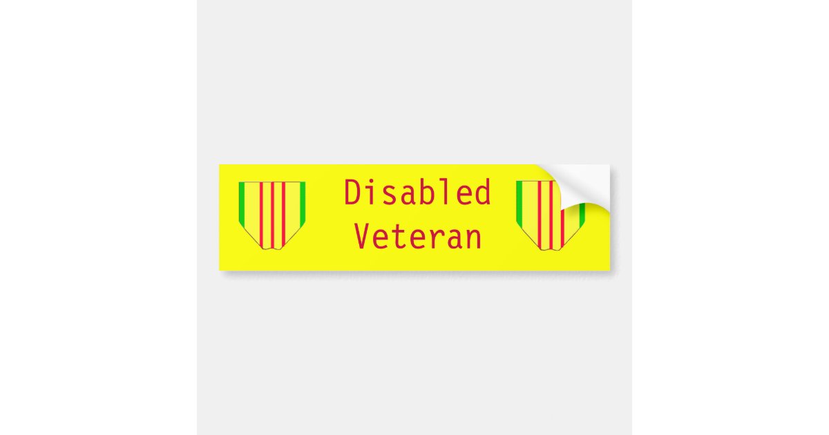 Disabled Vietnam Veteran Bumper Sticker | Zazzle
