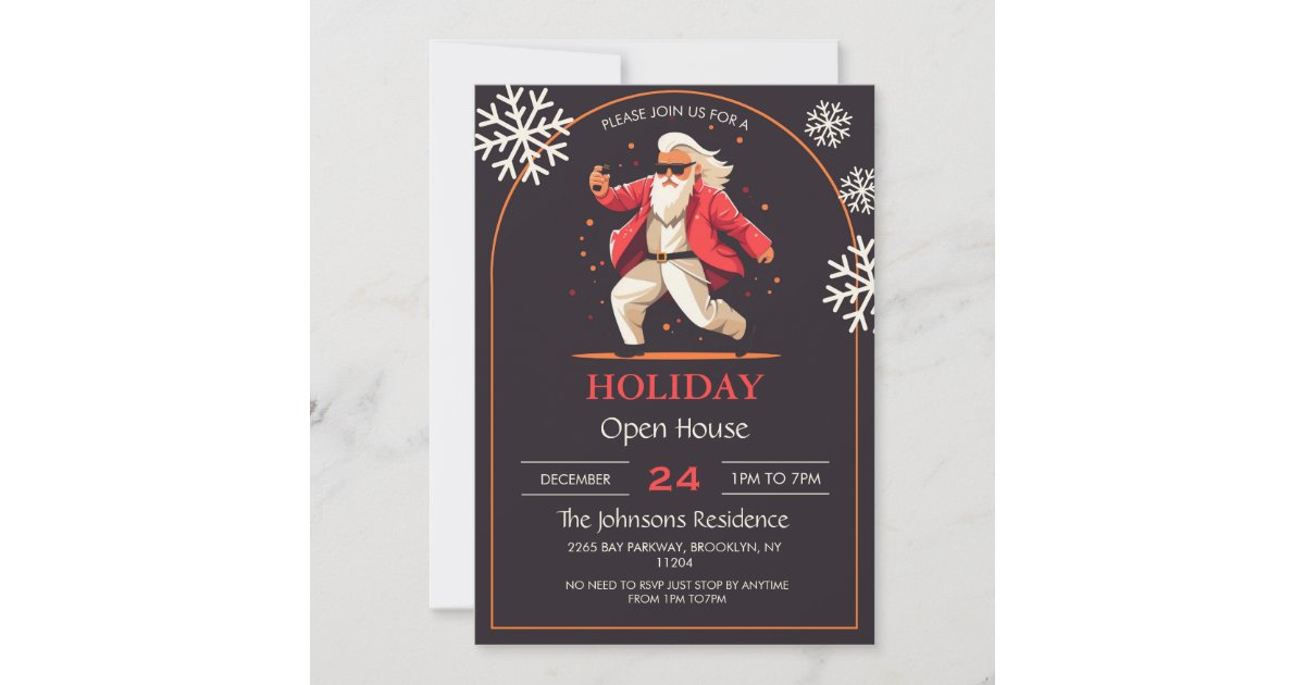 Disco Dancing Santa Claus Cartoon Invitation | Zazzle