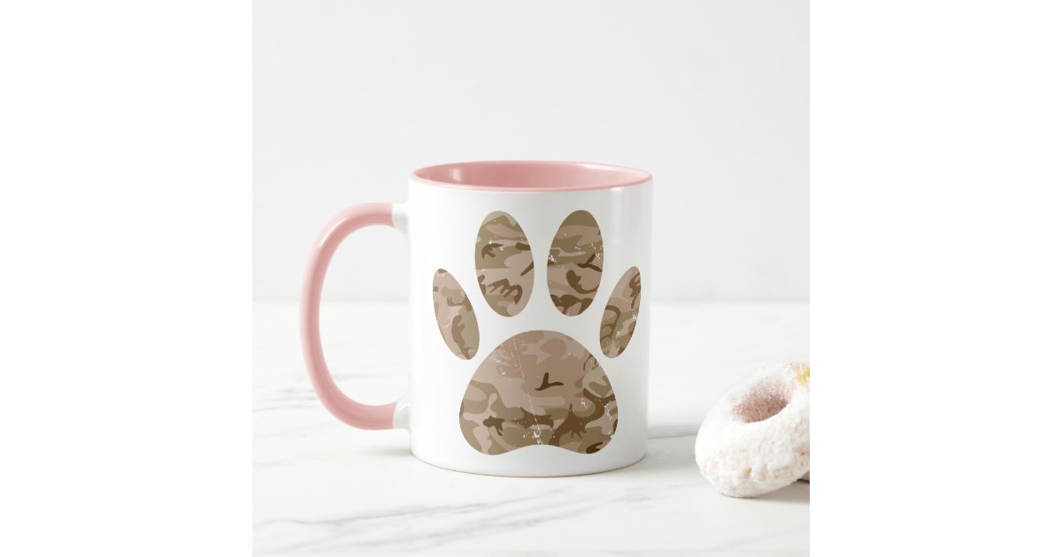 Distressed Desert Camo Dog Paw Print Mug | Zazzle