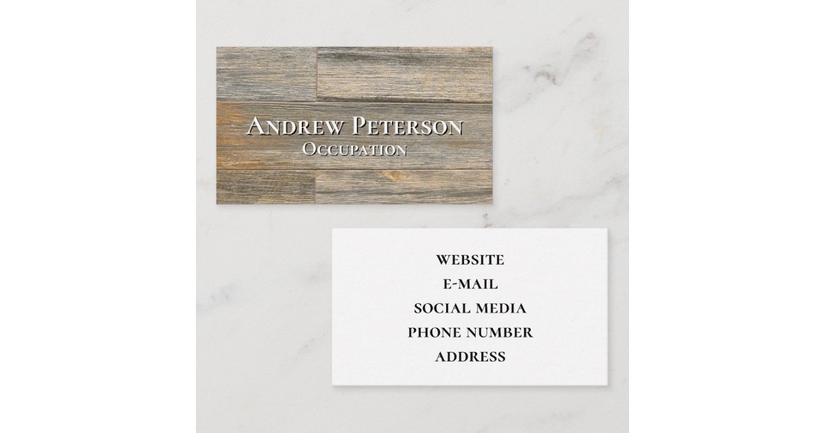 Distressed light Rustic Wood grain planks Business Card | Zazzle