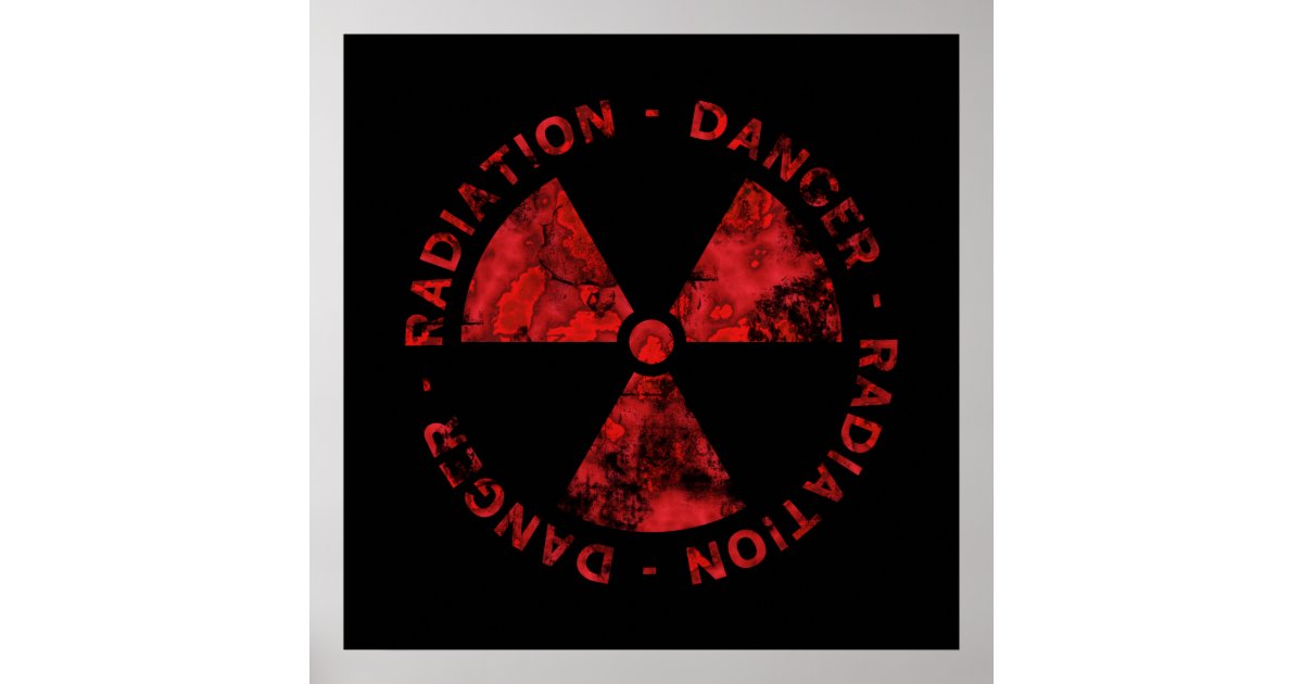 Distressed Red Radiation Symbol Poster | Zazzle