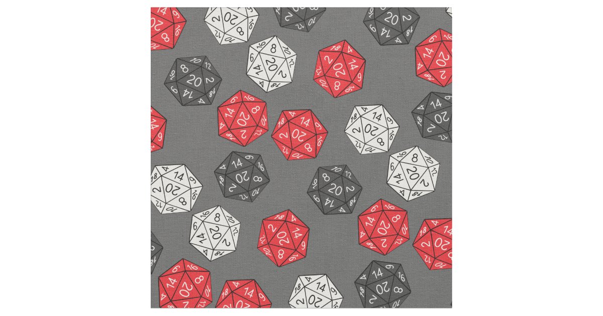 DND 20 Sided Dice Game Dungeons Dragons Fabric | Zazzle.ca