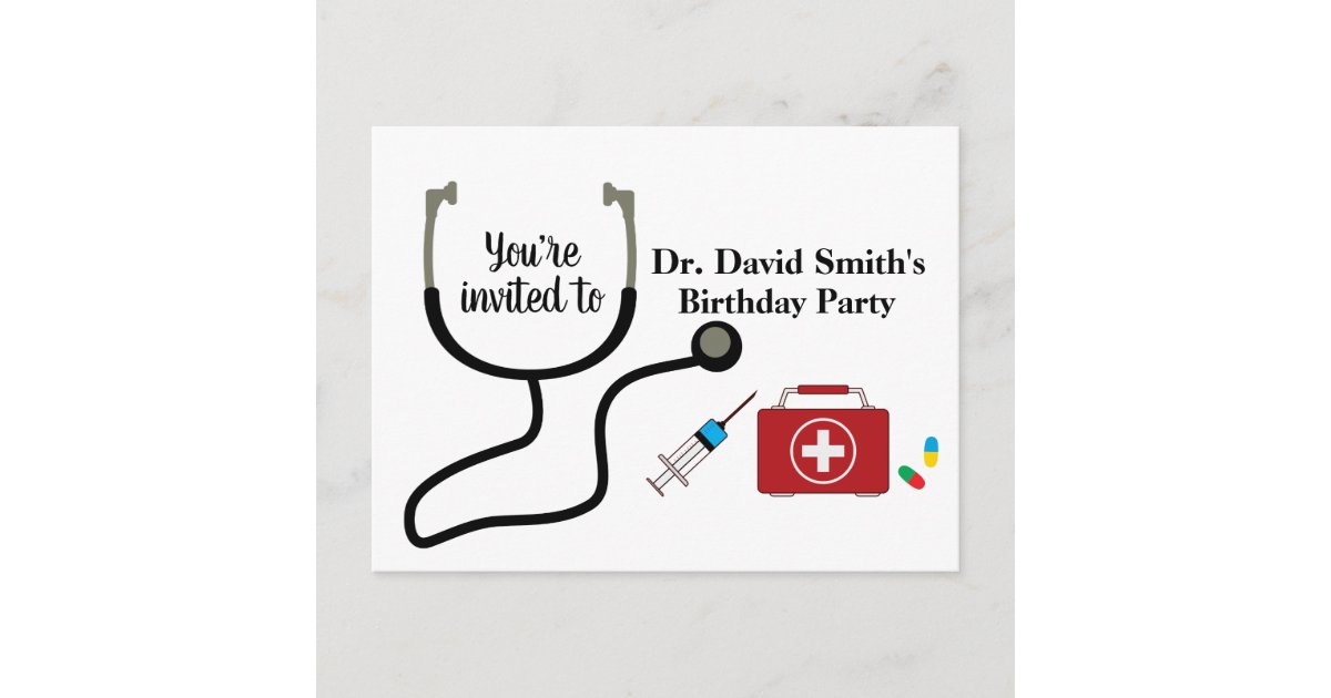 Doctor , Nursing, Medical birthday Invitation Postcard | Zazzle