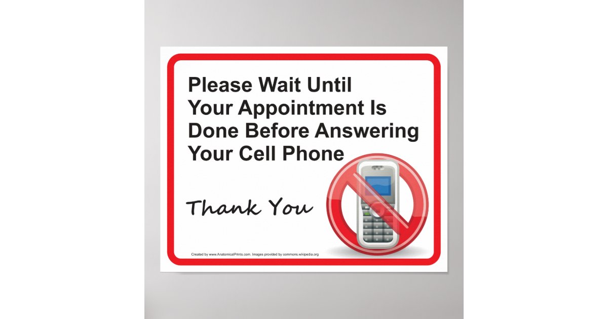 Doctor Office Cell Phone Reminder Wall Sign | Zazzle