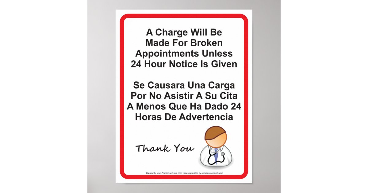 Doctor Office Missed Appointment Sign | Zazzle