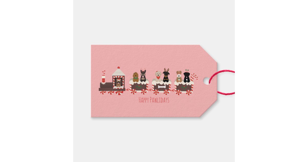 Dog Christmas Holiday Train Gift Tags | Zazzle