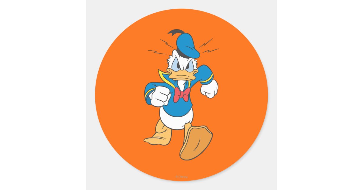 Donald Duck | Running Classic Round Sticker | Zazzle