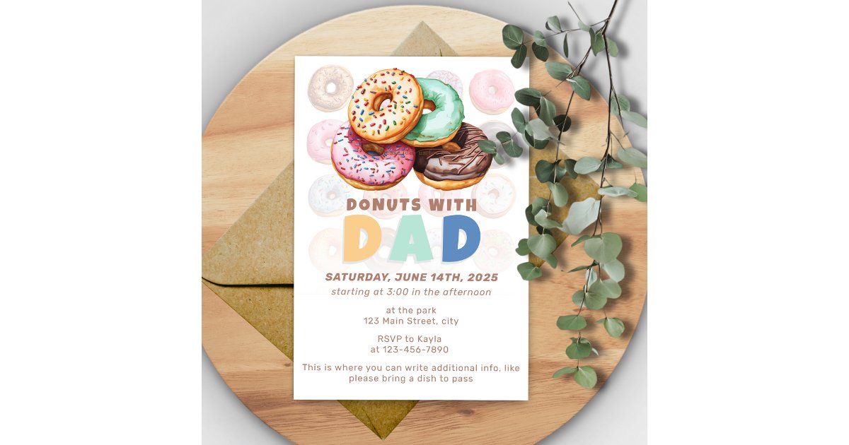 Doughnuts with Dad Father's Day Celebration Invitation | Zazzle