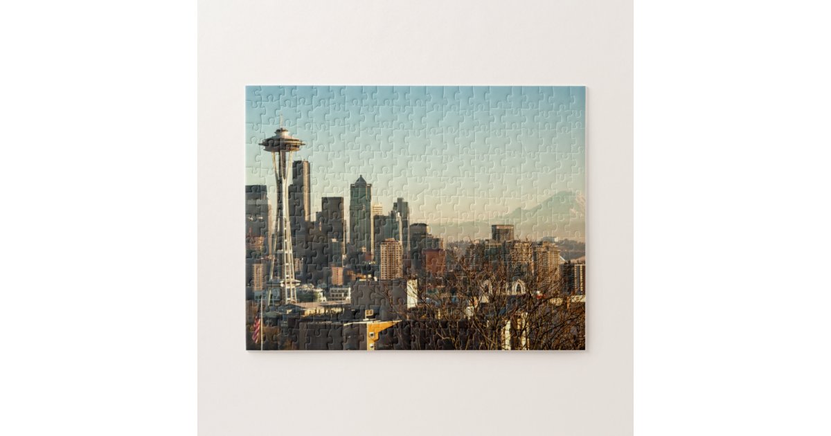 Downtown Seattle skyline and Space Needle Jigsaw Puzzle | Zazzle