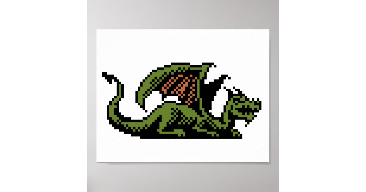 Dragon 8-Bit Pixel Art Poster | Zazzle