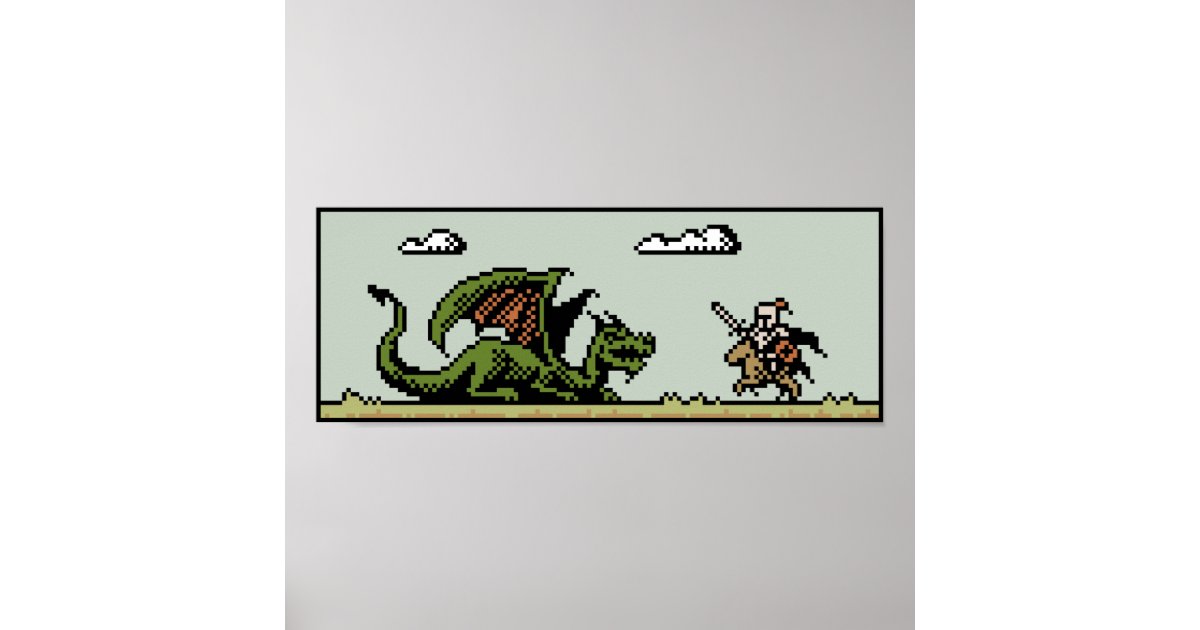 Dragon Slayer 8-bit Pixel Art Poster | Zazzle