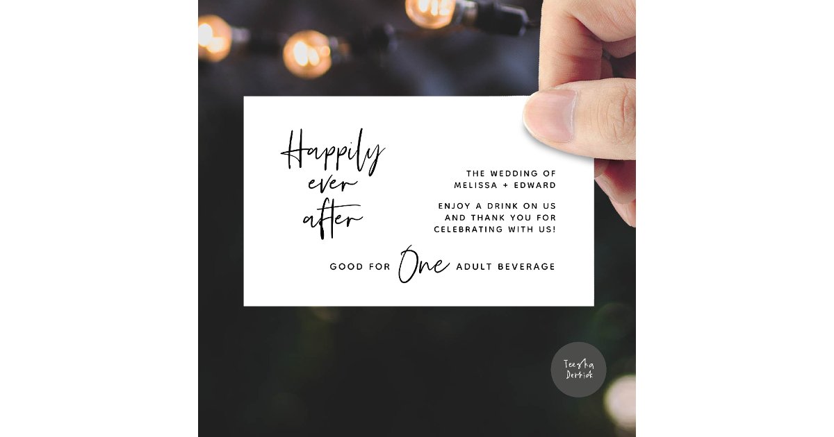 Drink Ticket Adult Beverage Happily Ever After Enclosure Card | Zazzle