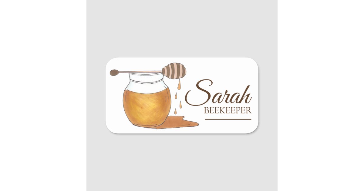Dripping Honey Jar Honeypot Beekeeper Apiary Name Tag | Zazzle