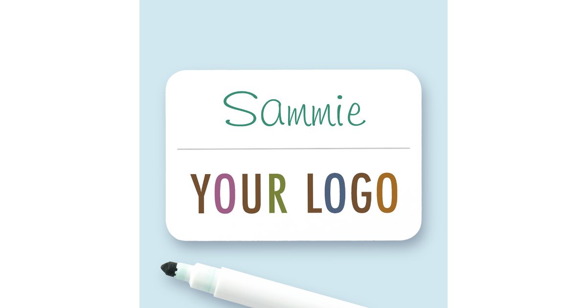 Dry Erase Name Tag with Logo Pin Back or Magnetic | Zazzle