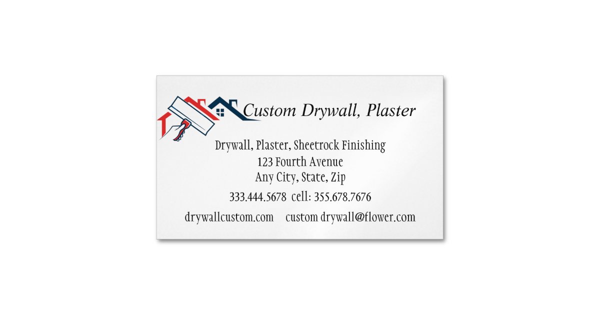 Drywall, Plaster, Sheetrock Finishing Magnetic Business Card | Zazzle