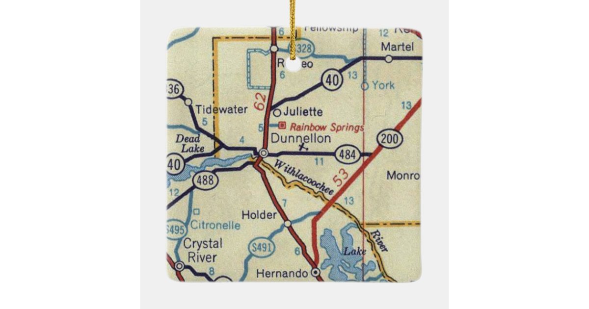 Dunnellon Florida Vintage Map Ceramic Ornament | Zazzle