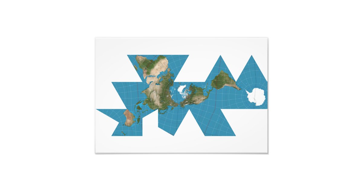 Dymaxion world map or Fuller world map projection Photo Print | Zazzle