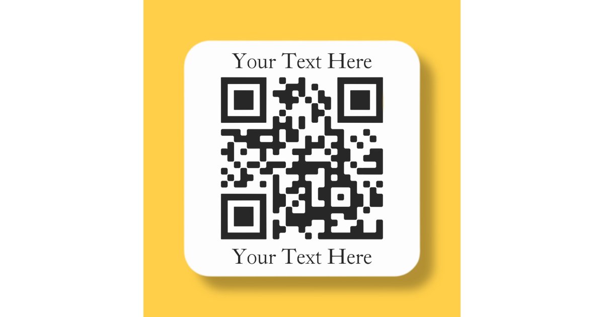 Easily Upload Your Own QR Code & Add Text Square Sticker | Zazzle