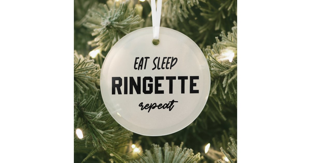 Eat Sleep Ringette Repeat Ringette Player Gifts Glass Ornament | Zazzle