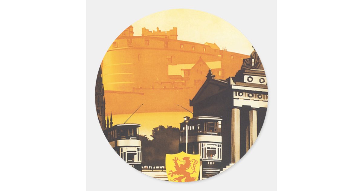 Edinburgh via LNER Rail Poster Classic Round Sticker | Zazzle