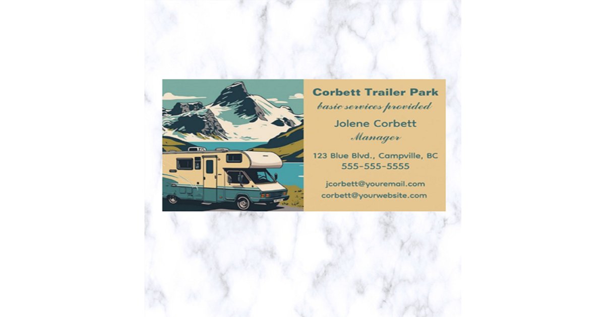 Editable Blue Trailer Park Campground Business Card | Zazzle