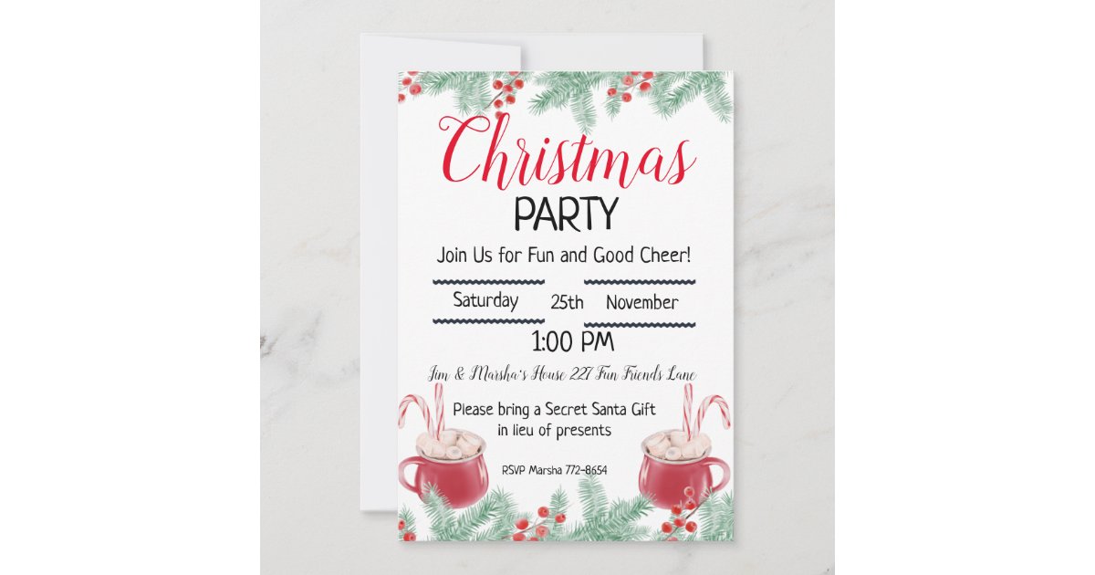 Editable Hot Cocoa, Christmas Party Invitation | Zazzle