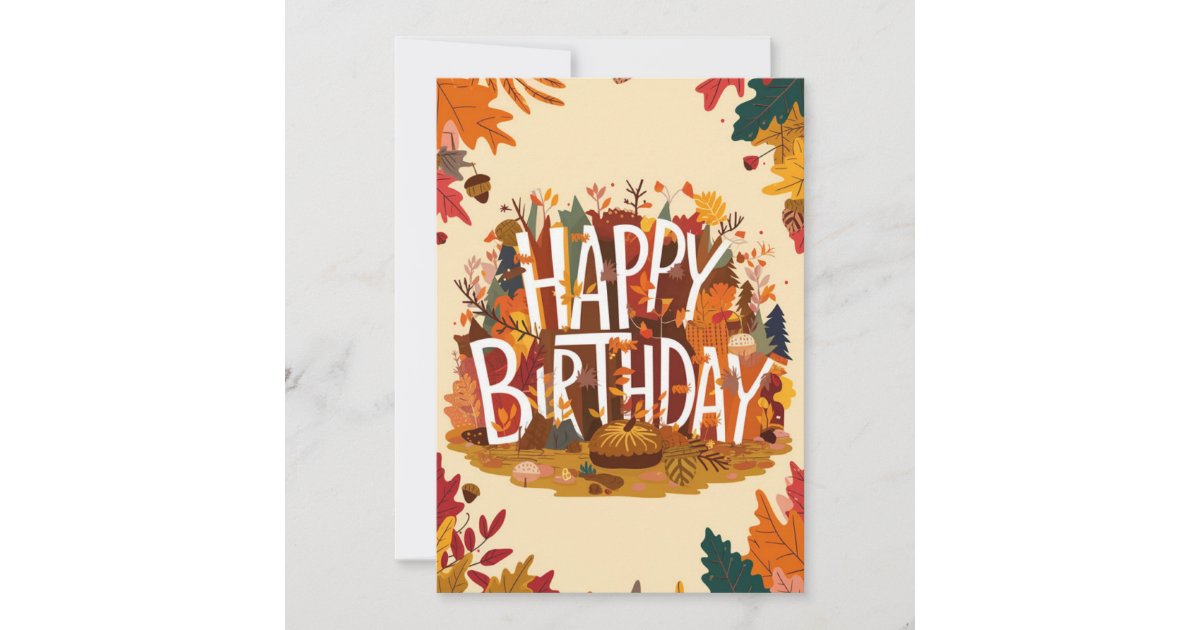 Editable Season Autumn Fall Happy Birthday Card | Zazzle