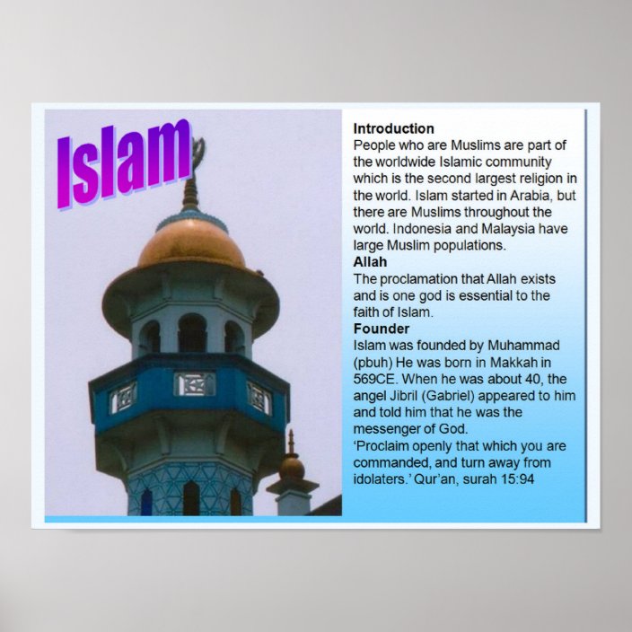 Education, World Religions, Islam Fact File Poster | Zazzle.ca
