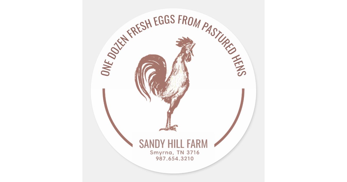 Egg Carton Label Farm Name Slogan Red Rooster Crow | Zazzle