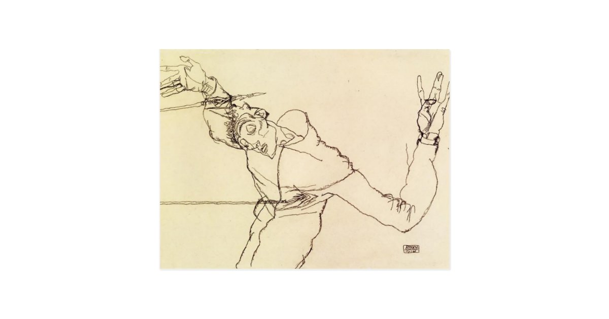 Egon Schiele- Self Portrait as St. Sebastian Postcard | Zazzle.ca