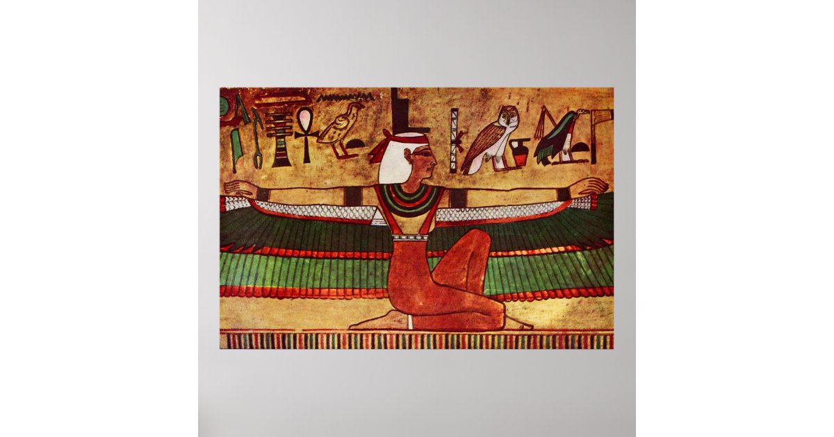 Egyptian Goddess Isis wall painting 1360 B.C. Poster | Zazzle