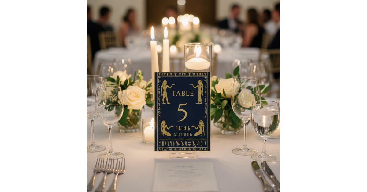 Egyptian Hieroglyphs & Pharaoh – Editable Table Number | Zazzle