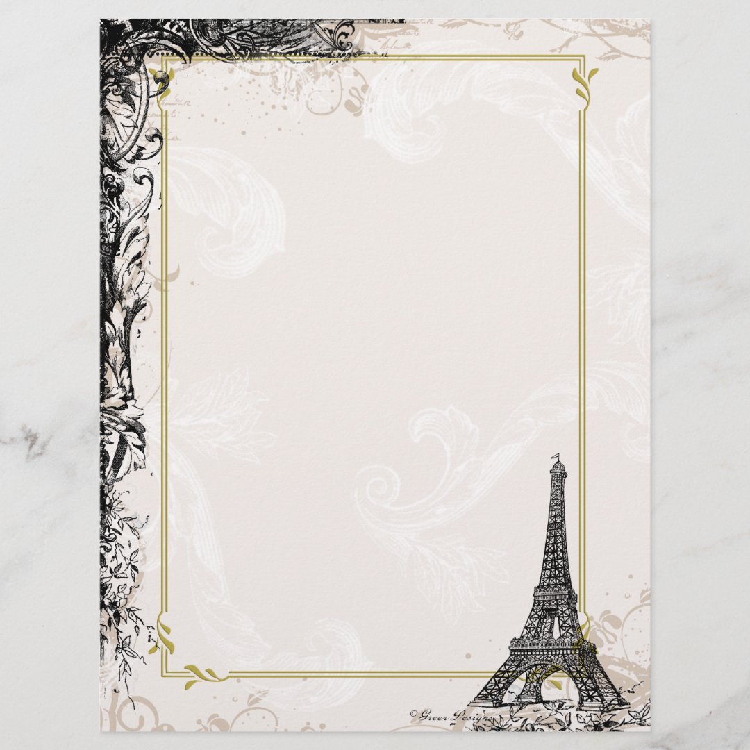 Eiffel Tower French Style Letterhead | Zazzle