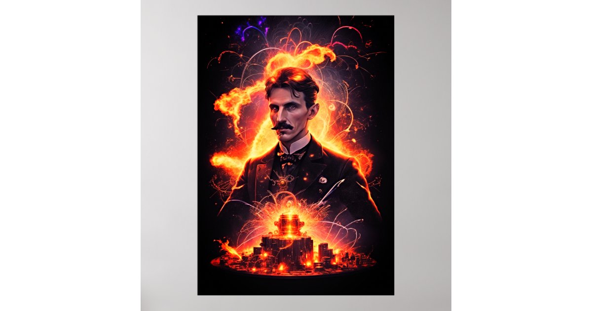 Electric Visionary: Nikola Tesla's Lightning Poster | Zazzle