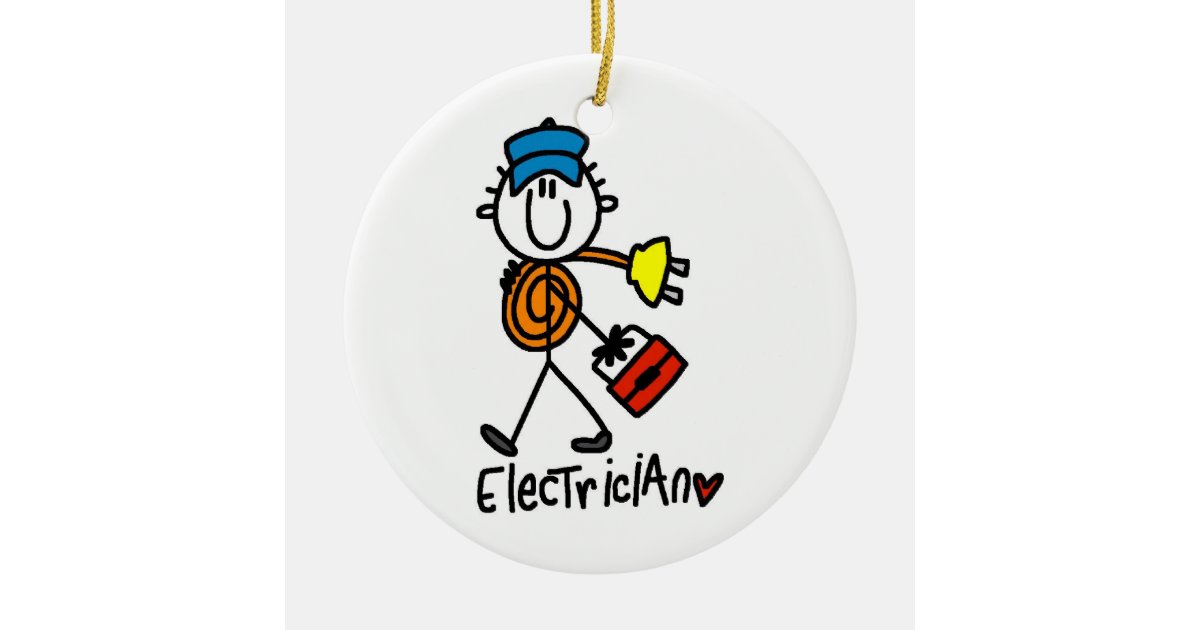 Electrician Stick Figure Ceramic Ornament | Zazzle