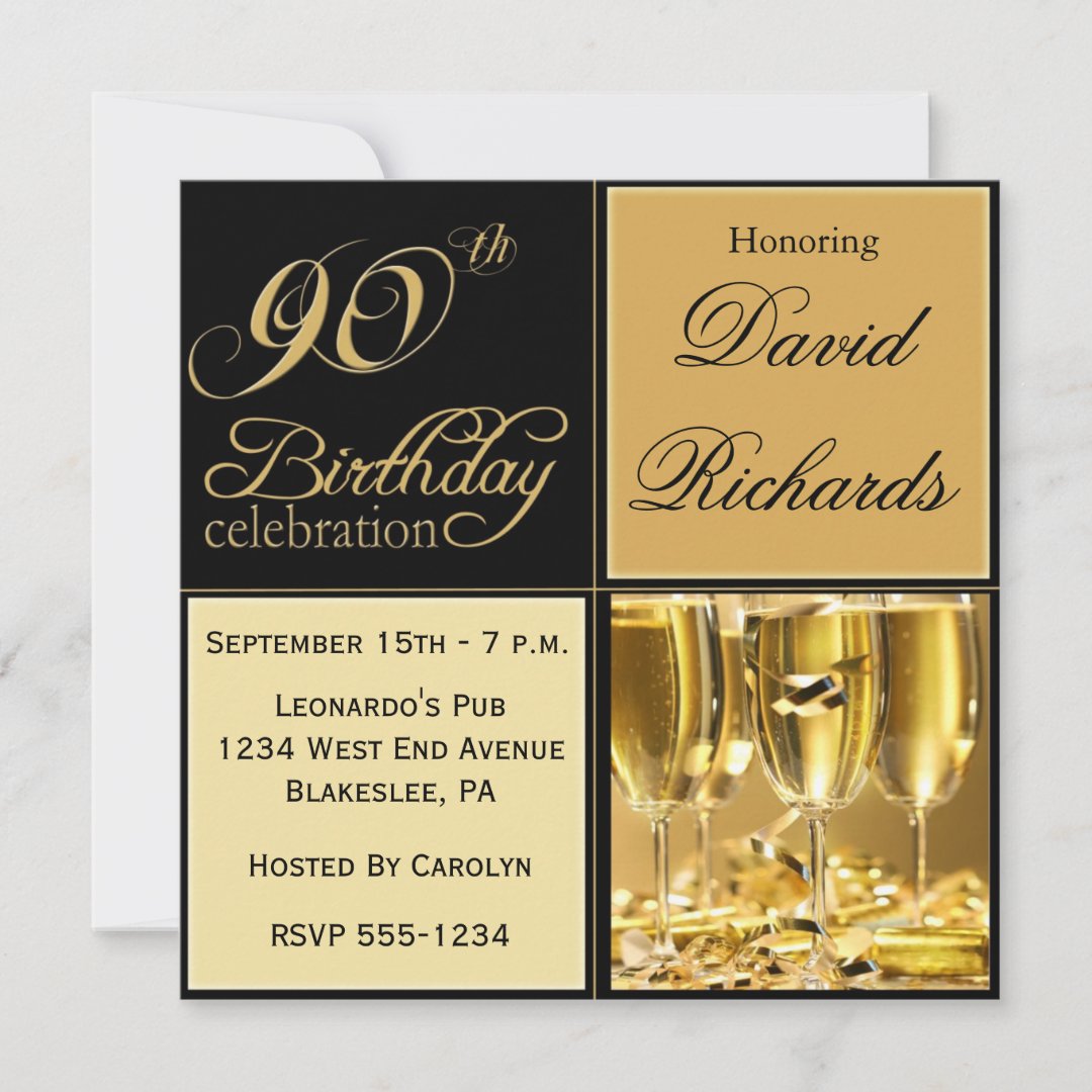 Elegant 90th Birthday Party Invitations | Zazzle