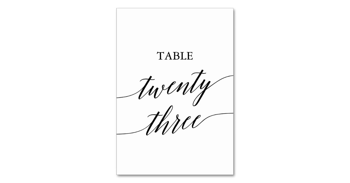 Elegant Black Calligraphy Table Number 23 | Zazzle
