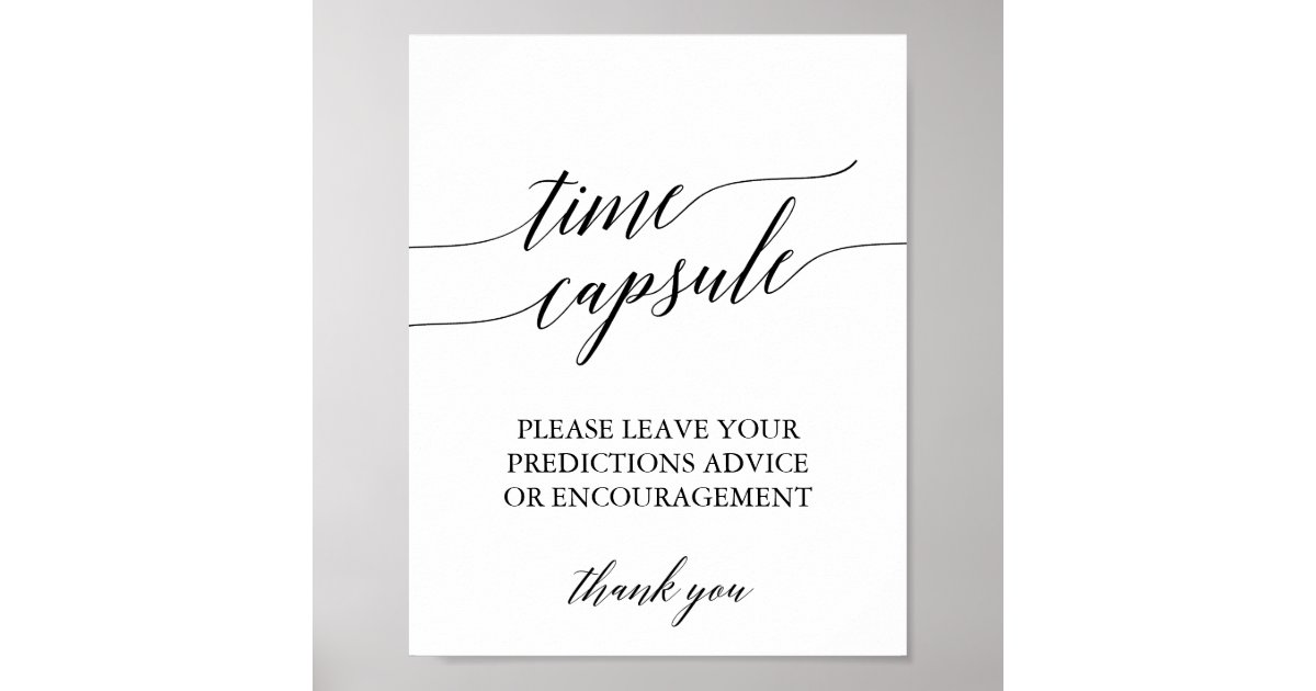 Elegant Black Calligraphy Time Capsule Sign | Zazzle